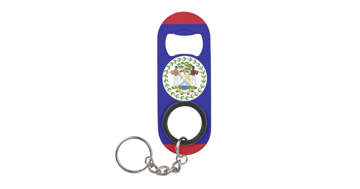 Belize flag keychain bottle opener | Zazzle