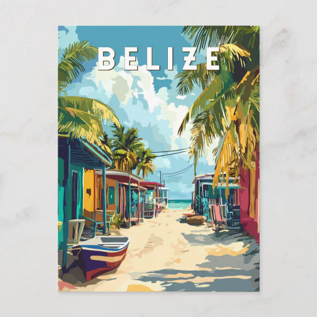 Belize Illustration Travel Art Vintage Postcard | Zazzle