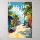 Belize Illustration Travel Art Vintage Poster | Zazzle