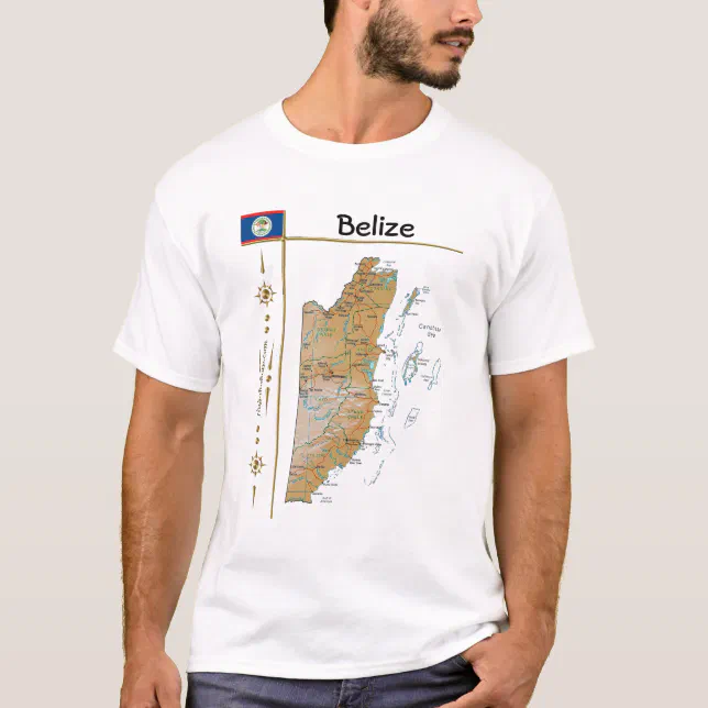 Belize Map + Flag + Title T-Shirt | Zazzle