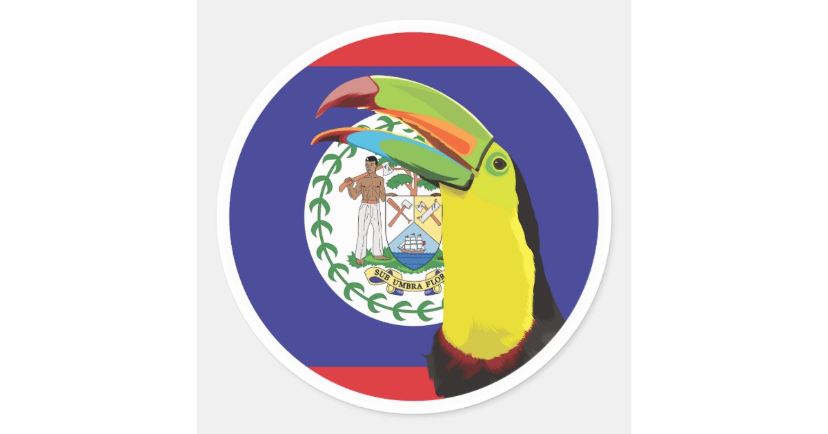 Belize Toucan Belizean National Animal Flag Classic Round Sticker | Zazzle