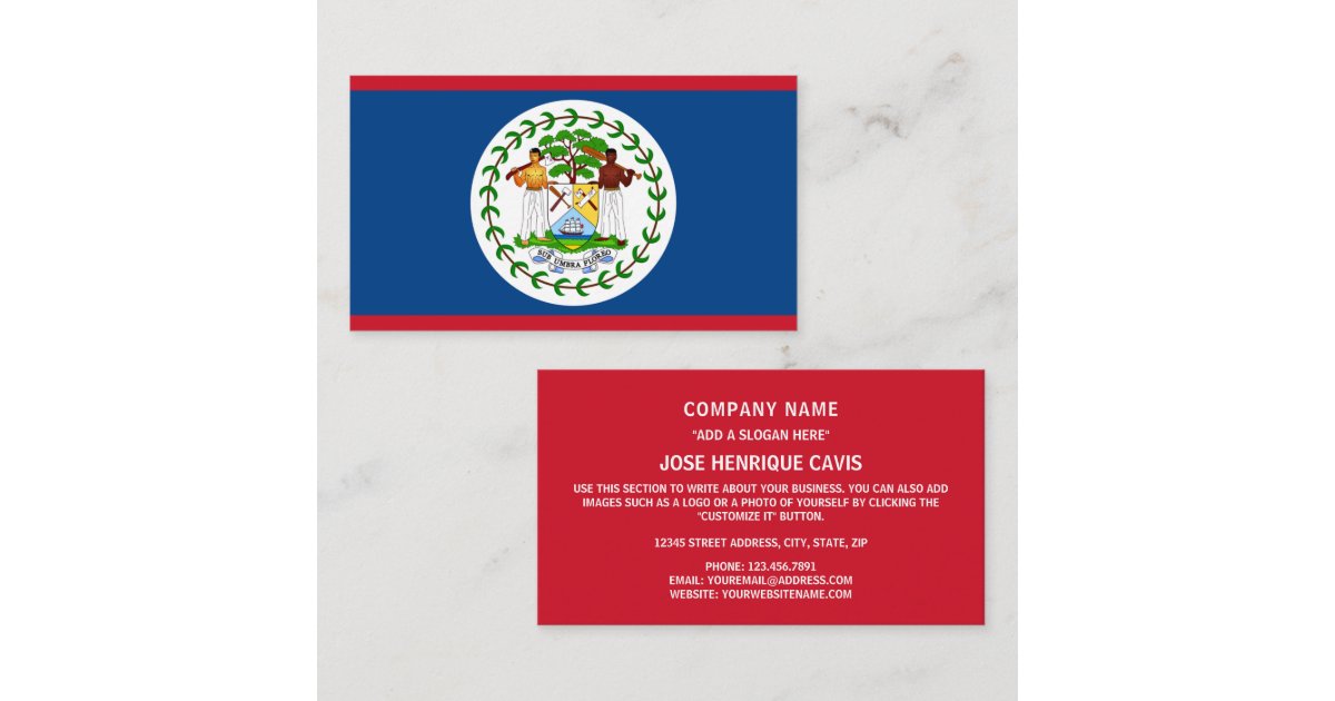 Belizean Flag, Flag of Belize Business Card | Zazzle