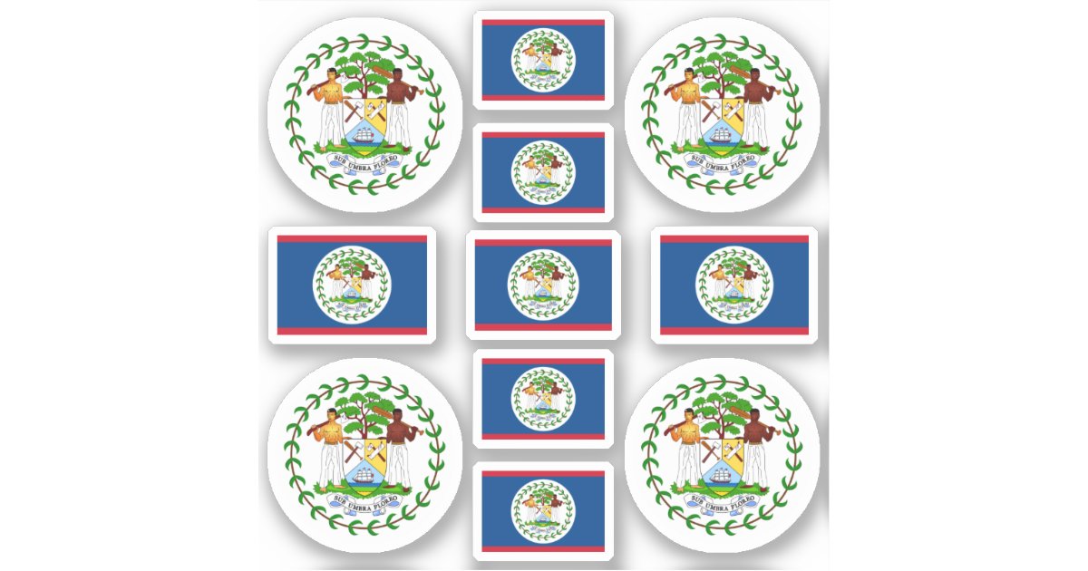 Belizean state symbols / coat of arms and flag sticker | Zazzle