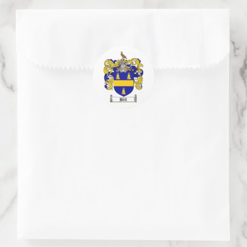 BELL FAMILY CREST - BELL COAT OF ARMS CLASSIC ROUND STICKER | Zazzle
