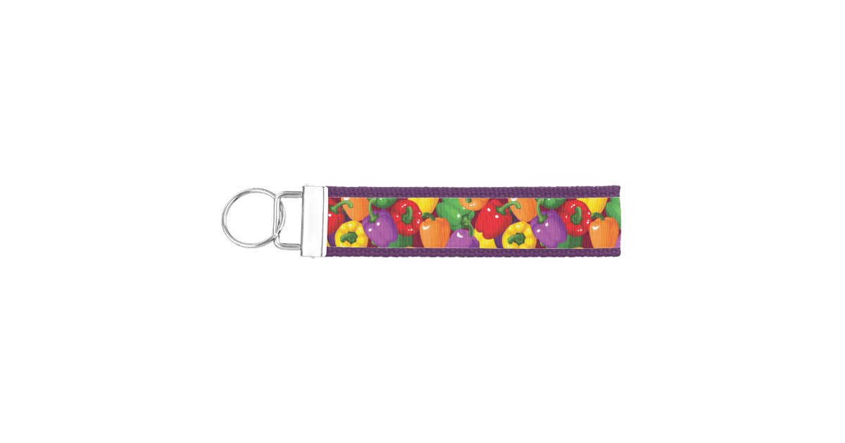 Bell Pepper Pattern Wrist Keychain | Zazzle
