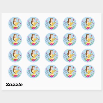 Belle | Belle And Her Christmas Rose Classic Round Sticker | Zazzle