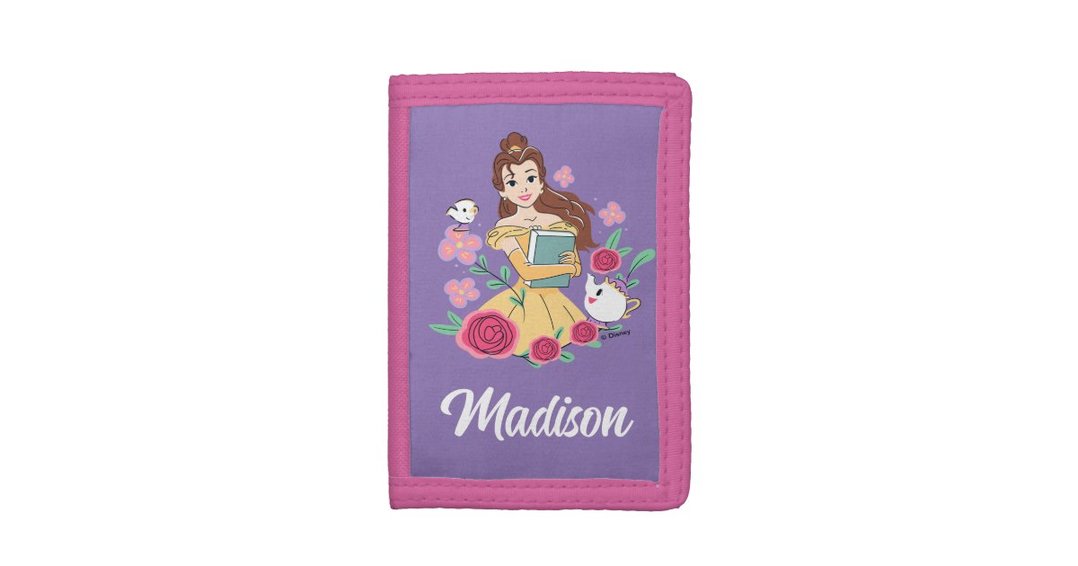 Belle & Friends Bookish Blooms Trifold Wallet | Zazzle