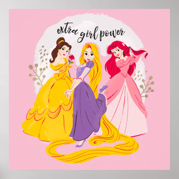 Belle, Rapnuzel, Ariel "Extra Girl Power" Poster | Zazzle