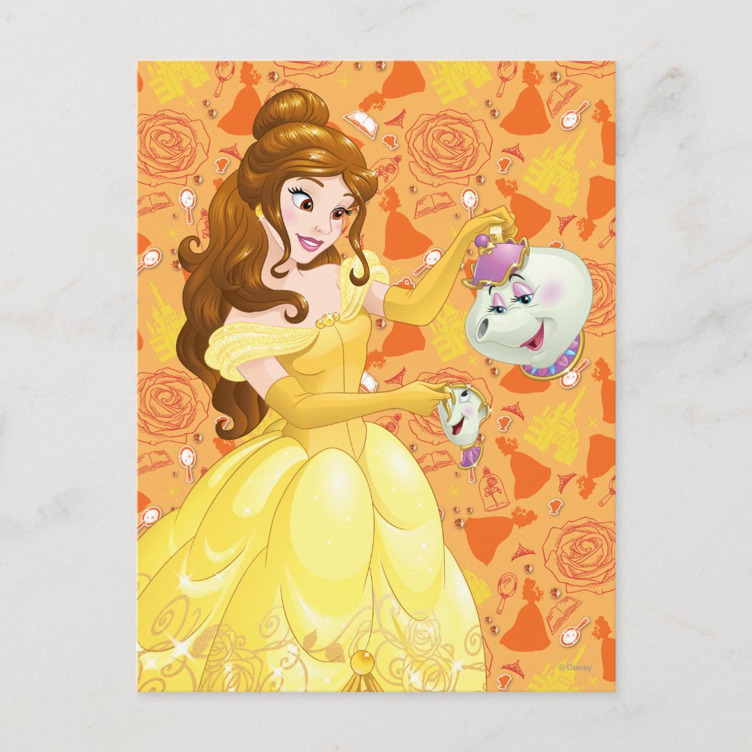 Belle with Mrs. Potts and Chip Postcard | Zazzle