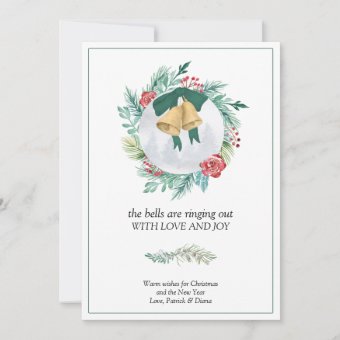 Bells Ringing Out Love and Joy Christmas Wreath Holiday Card | Zazzle