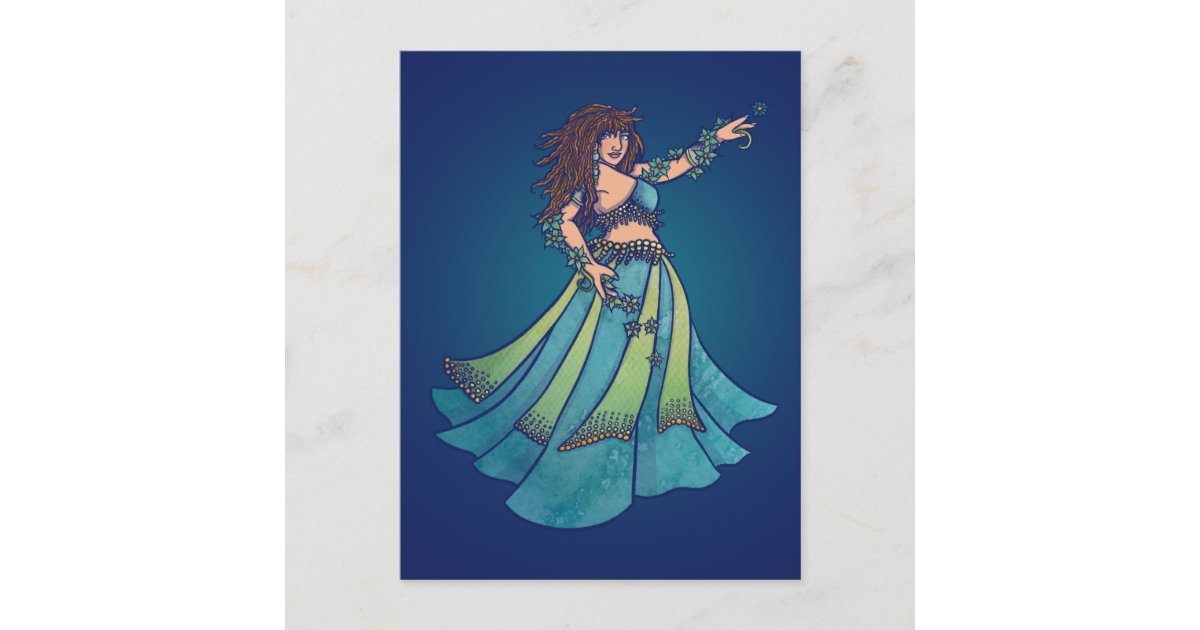 Belly Dancer Ruby Teal Art Postcard | Zazzle