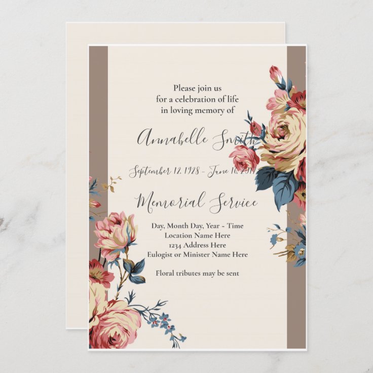 beloved Loving Memory Invitation | Zazzle