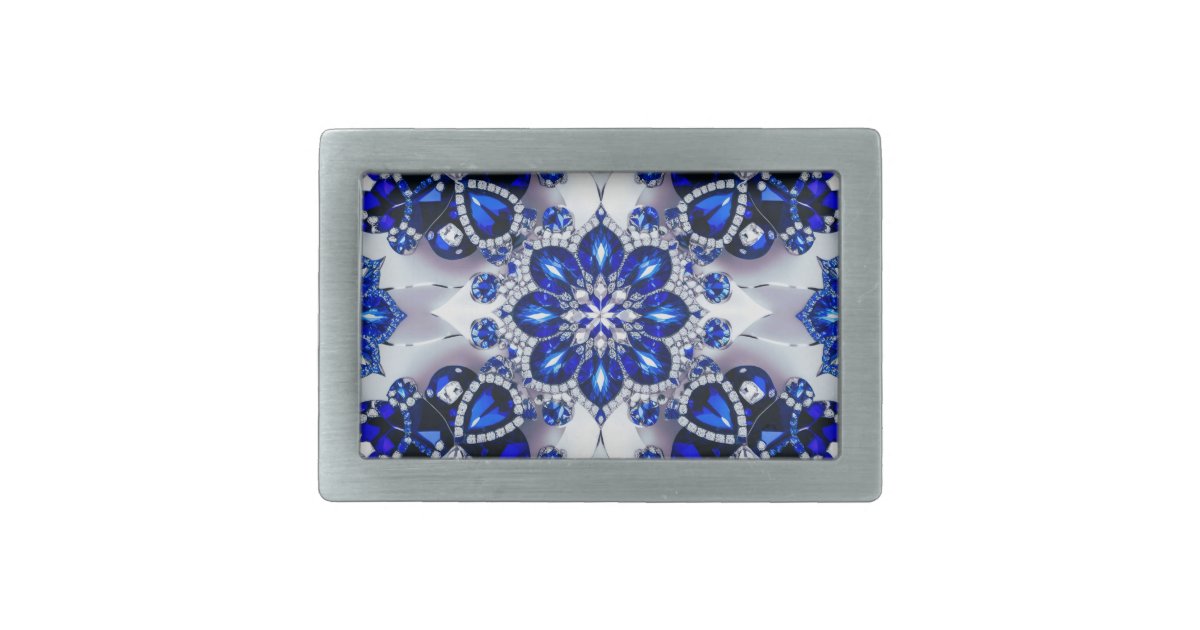 Belt Buckle with Blue White Colors Design | Zazzle
