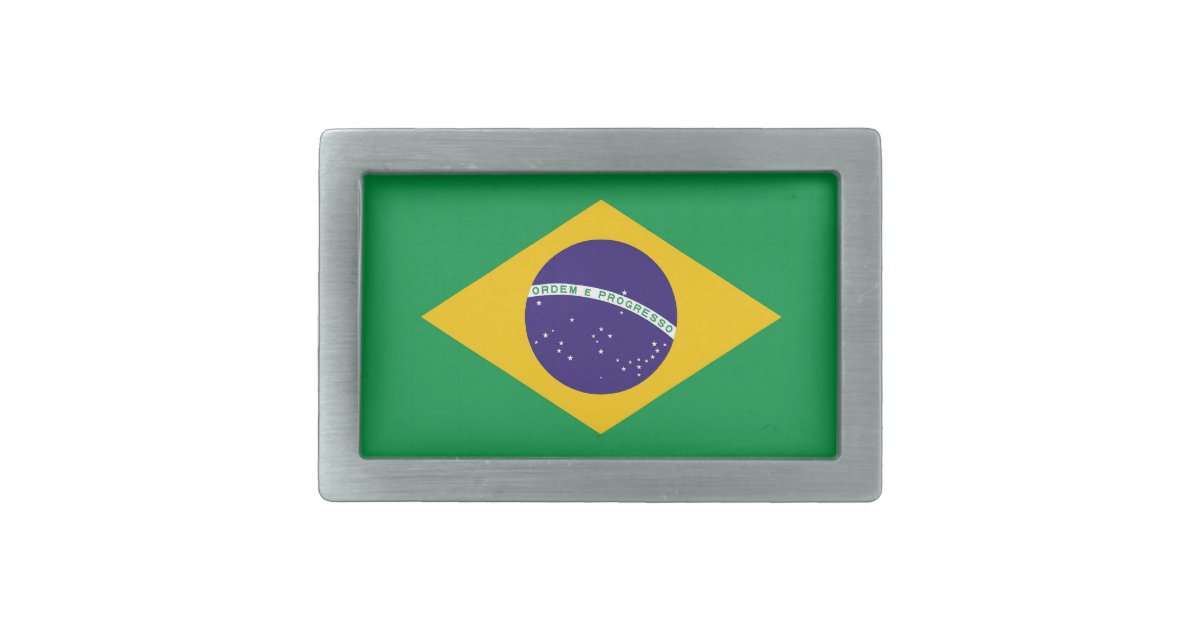 Belt Buckle with Flag of Brazil | Zazzle