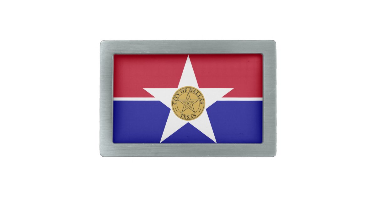 Belt Buckle with Flag of Dallas City, USA | Zazzle
