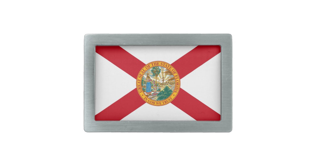 Belt Buckle with Flag of Florida State | Zazzle