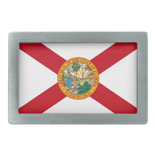 Belt Buckle with Flag of Florida State | Zazzle