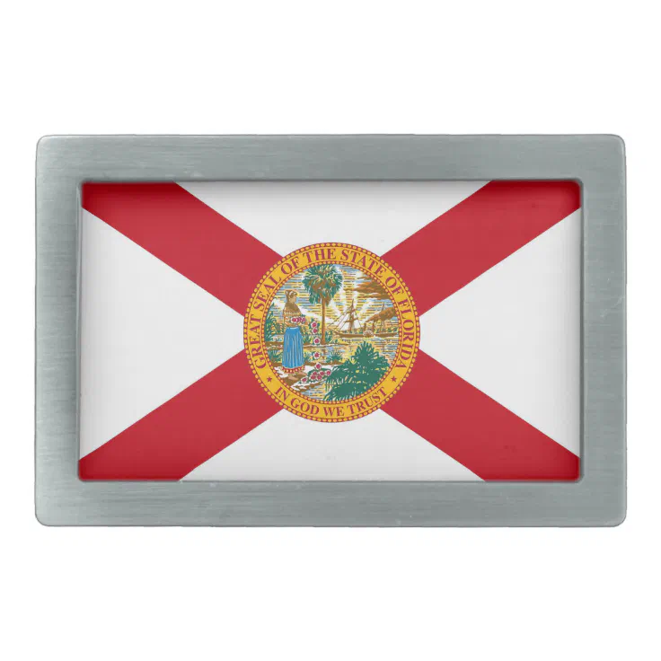 Belt Buckle with Flag of Florida State | Zazzle