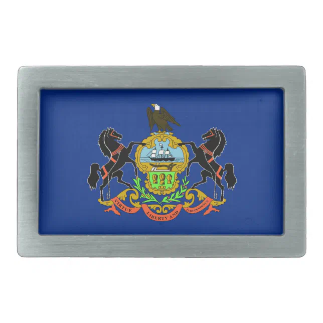 Belt Buckle with Flag of Pennsylvania State | Zazzle