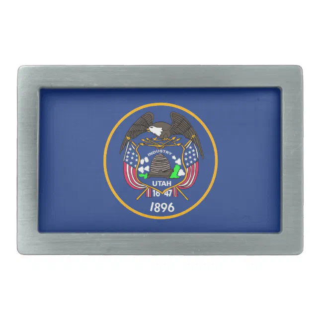 Belt Buckle with Flag of Utah State | Zazzle