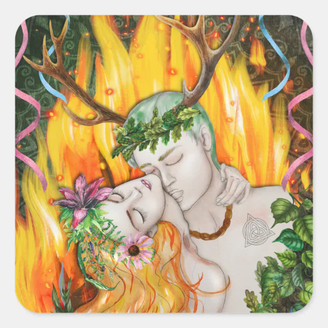 Beltane God & Goddess Wiccan Sabbat Square Sticker | Zazzle
