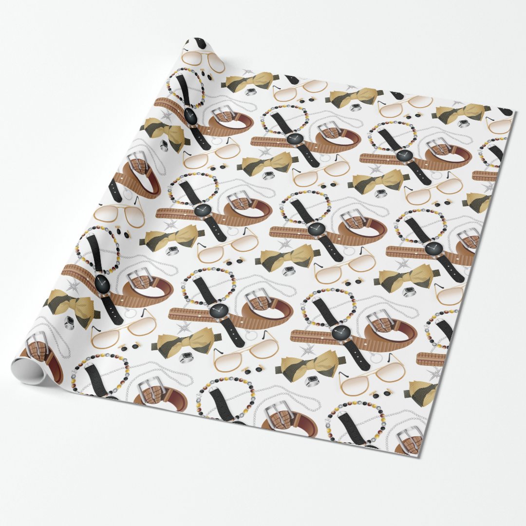 Belts Ties Jewelry Mens Fashion Wrapping Paper | Zazzle