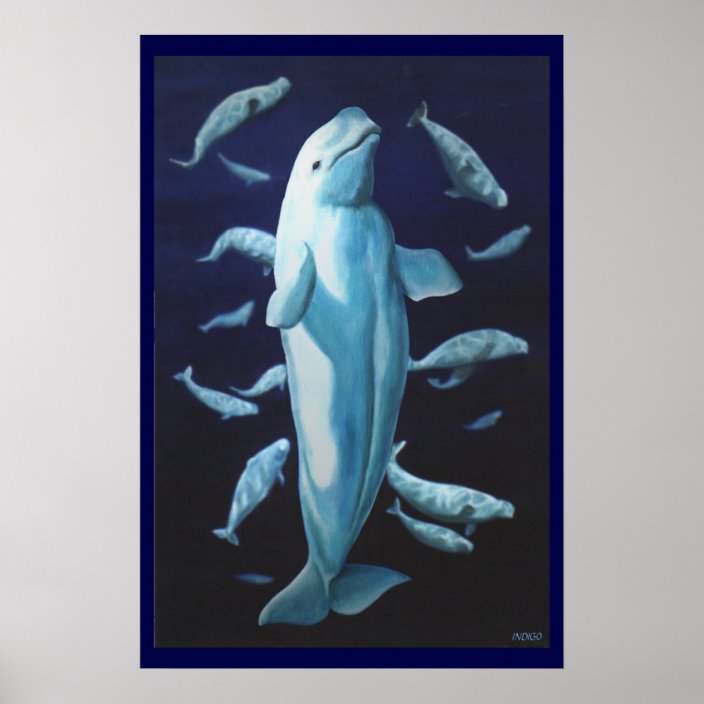 Beluga Whale Art Print Marinelife Whale Painting | Zazzle.com