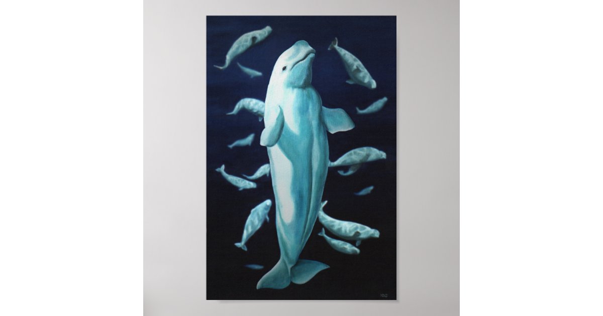 Beluga Whale Art Print Marinelife Whale Painting | Zazzle