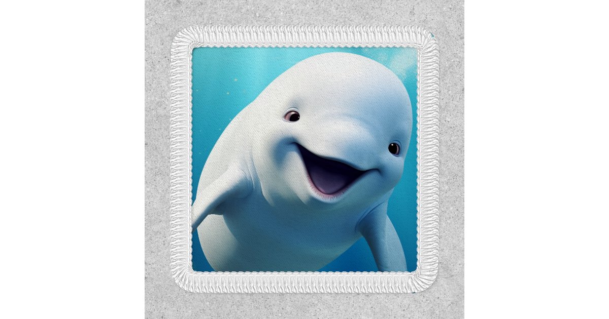 Beluga Whale Cartoon Blue Green Arctic Ocean Patch | Zazzle
