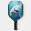 Beluga Whale Cartoon Blue Green Arctic Ocean Pickleball Paddle | Zazzle