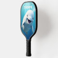 Beluga Whale Cartoon Blue Green Arctic Ocean Pickleball Paddle | Zazzle