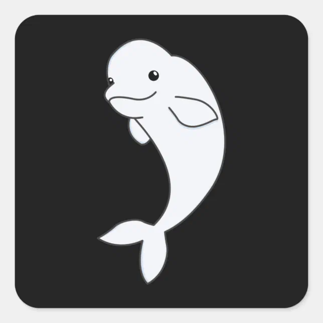 Beluga Whale Cute Animals For Kids Square Sticker | Zazzle