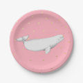 Beluga Whale Illustration Dots Pink Paper Plates | Zazzle