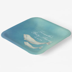 Beluga Whale Mom and Calf Baby Shower Paper Plates | Zazzle