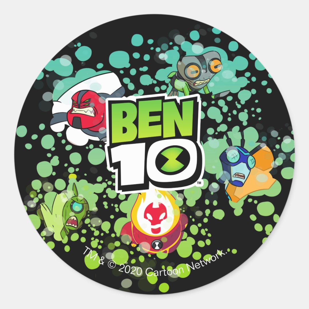 Ben 10 Alien Forms Bubble Graphic Classic Round Sticker | Zazzle