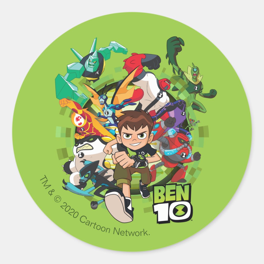Ben 10 Alien Rush Graphic Classic Round Sticker | Zazzle