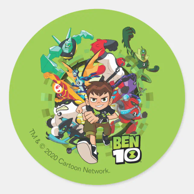 Ben 10 Alien Rush Graphic Classic Round Sticker | Zazzle