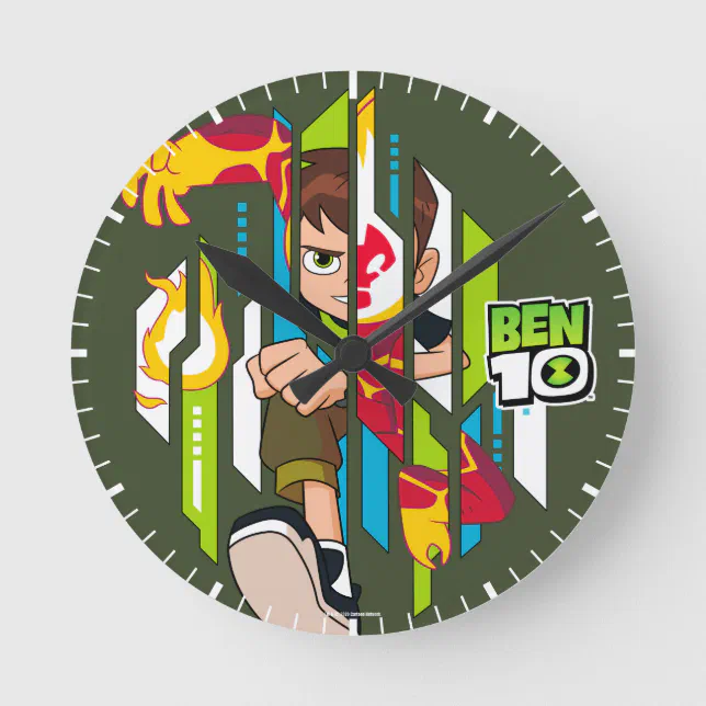 Ben 10 Heatblast DNA Transformation Round Clock | Zazzle