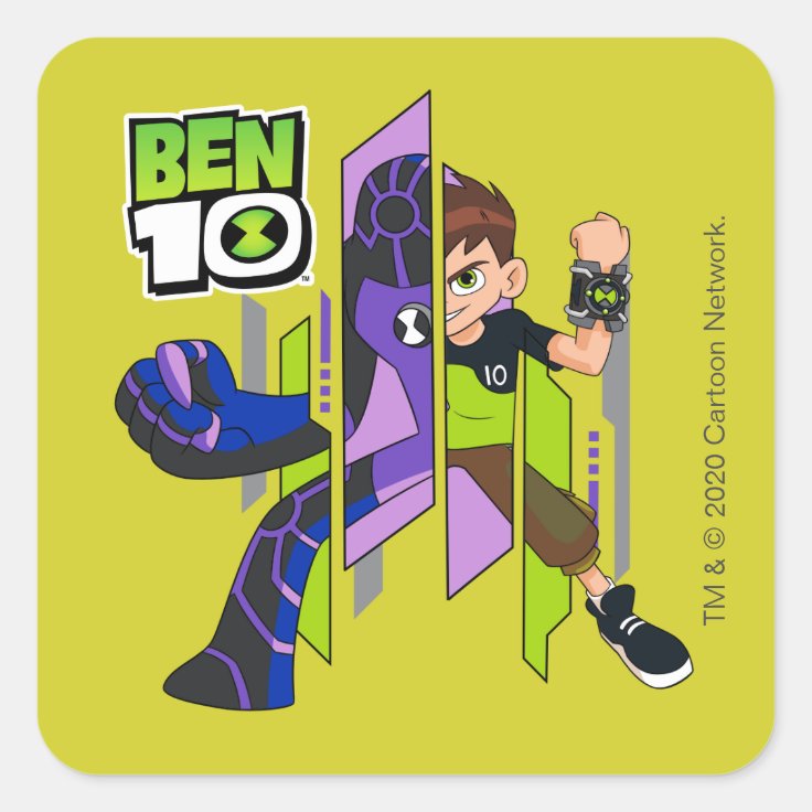 Ben 10 Upgrade DNA Transformation Square Sticker | Zazzle