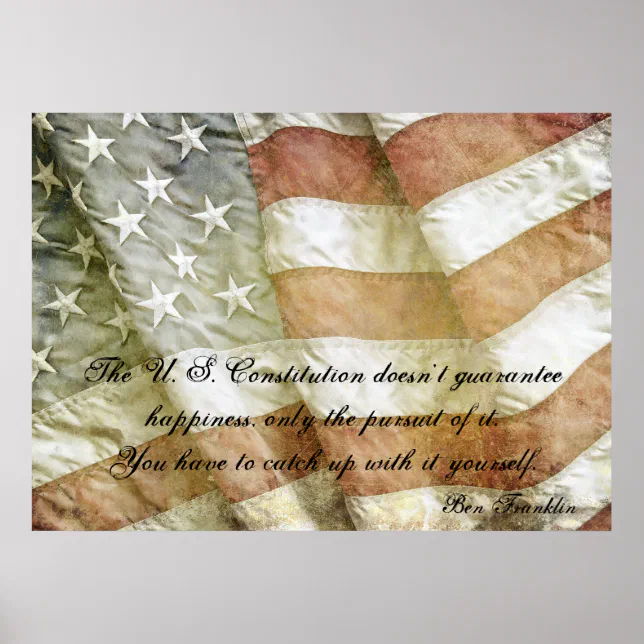 Ben Franklin Happiness Quote Poster | Zazzle