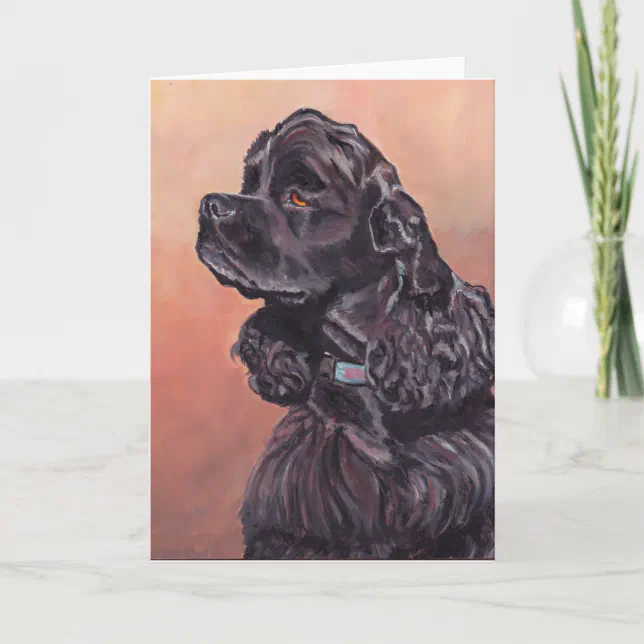 Ben the Black Cocker Spaniel Dog Art Greeting Card | Zazzle