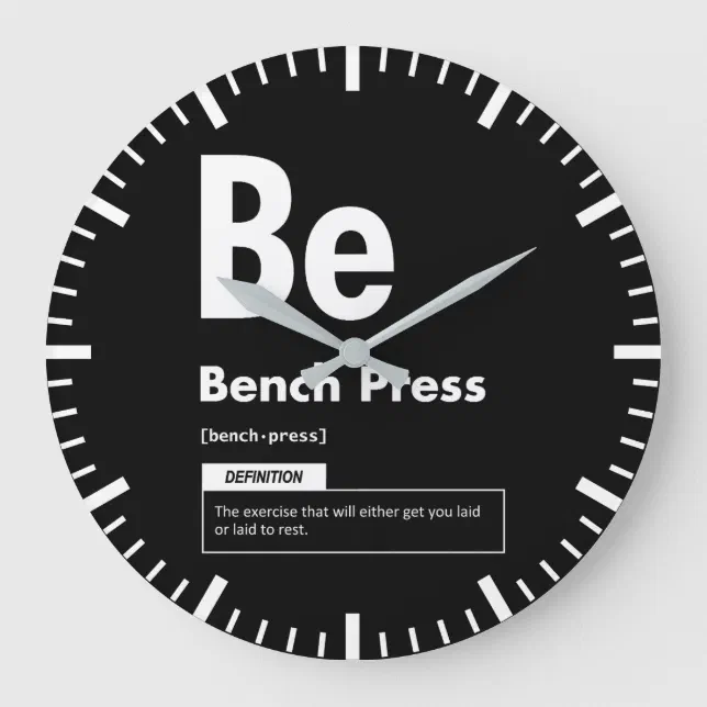 Bench Press - Periodic Table - Funny Gym Meme Large Clock | Zazzle