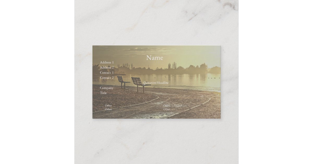 Benches at Sunrise Business Card | Zazzle