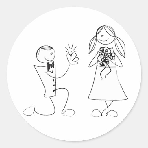 Wedding Proposal Stick Figures Sketch Coloring Page