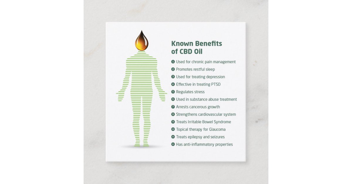 Benefit of cbd oil square business card | Zazzle