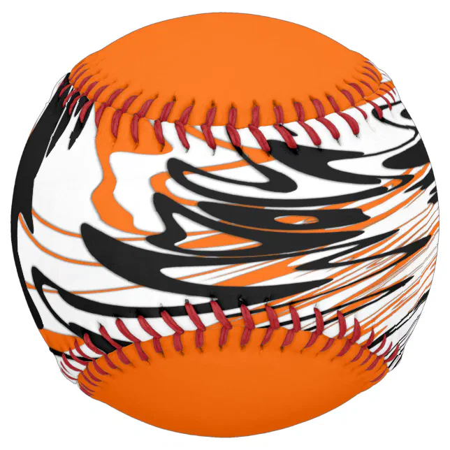 Bengal Colors Squiggly Orange and Black Lines Softball | Zazzle