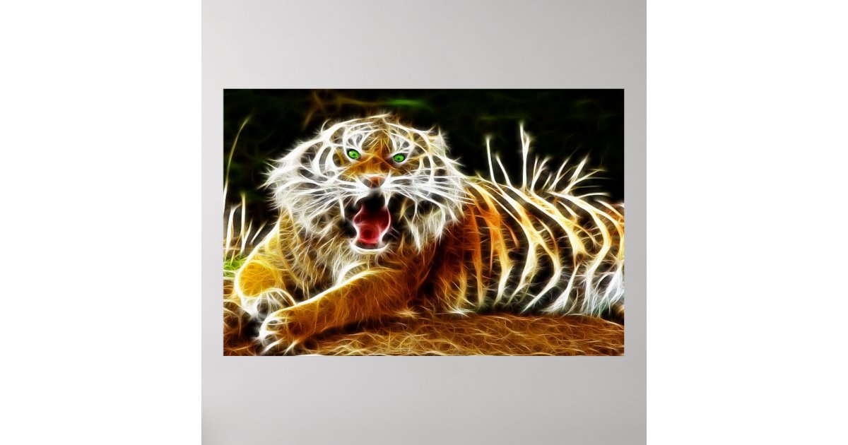 Bengal Tiger Glowing electricity 1 Poster | Zazzle