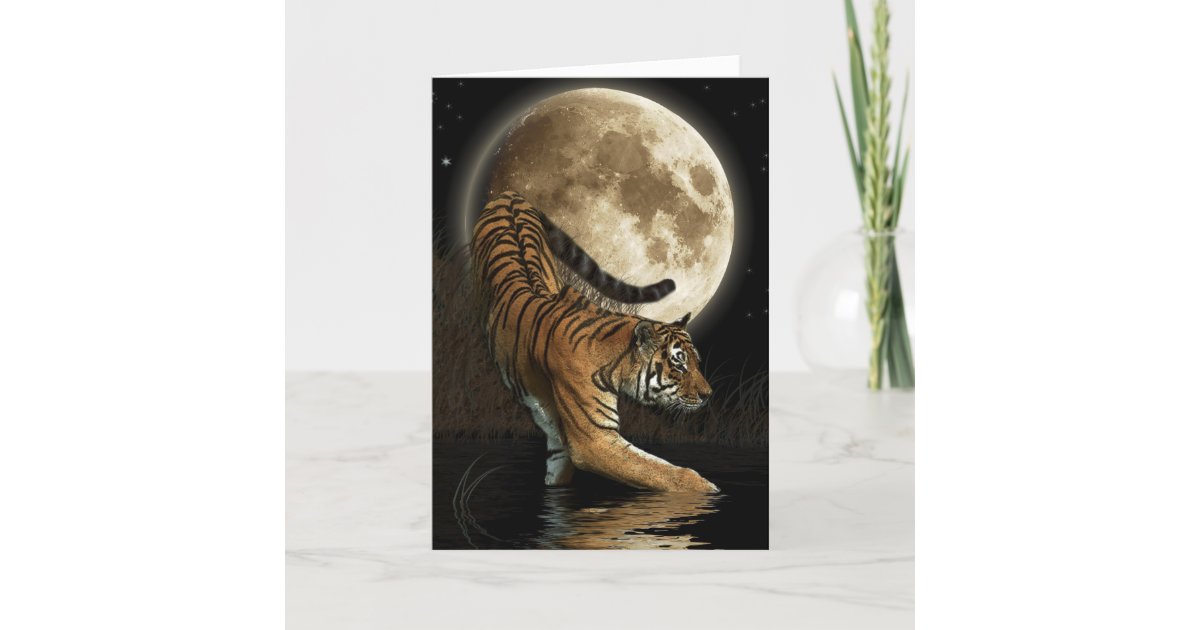 Bengal TIGER & Moon Animal Rights Poem Card | Zazzle
