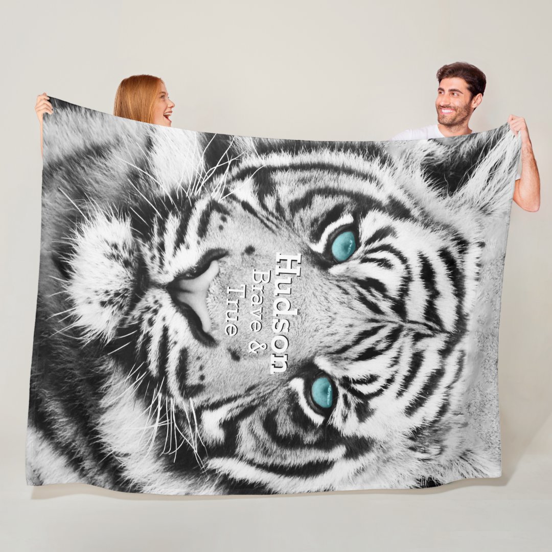 Bengal Tiger Personalized White Tiger Fleece Blanket | Zazzle