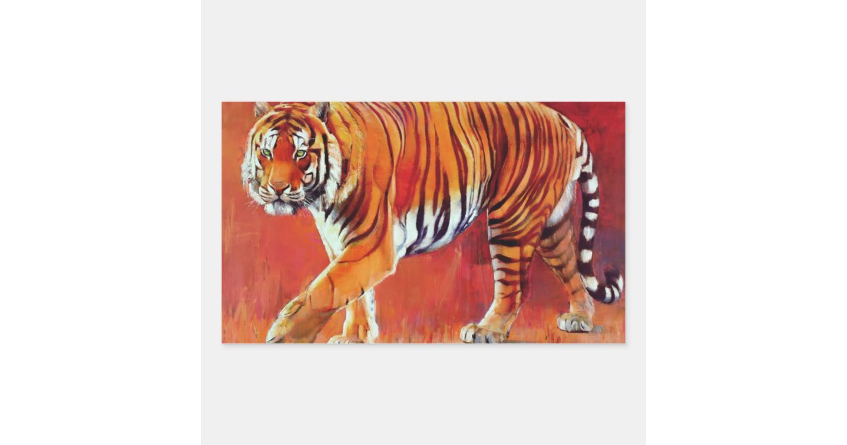 Bengal Tiger Rectangular Sticker | Zazzle